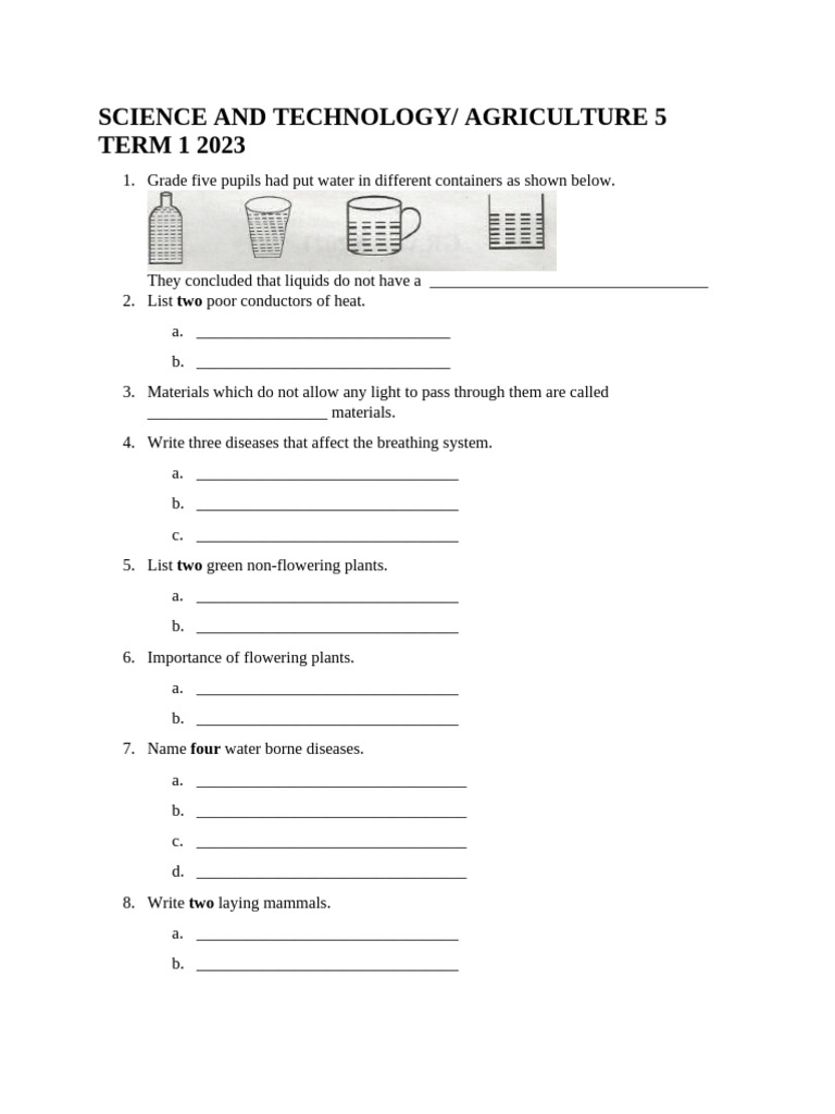 Grade 5 Science & Agriculture Quiz 2023 | PDF | Compost | Plants