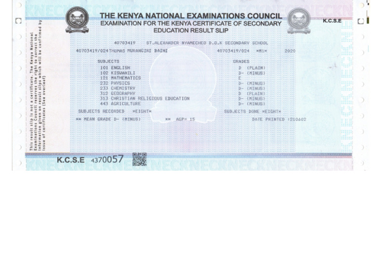 Kcse Cert 1 | PDF