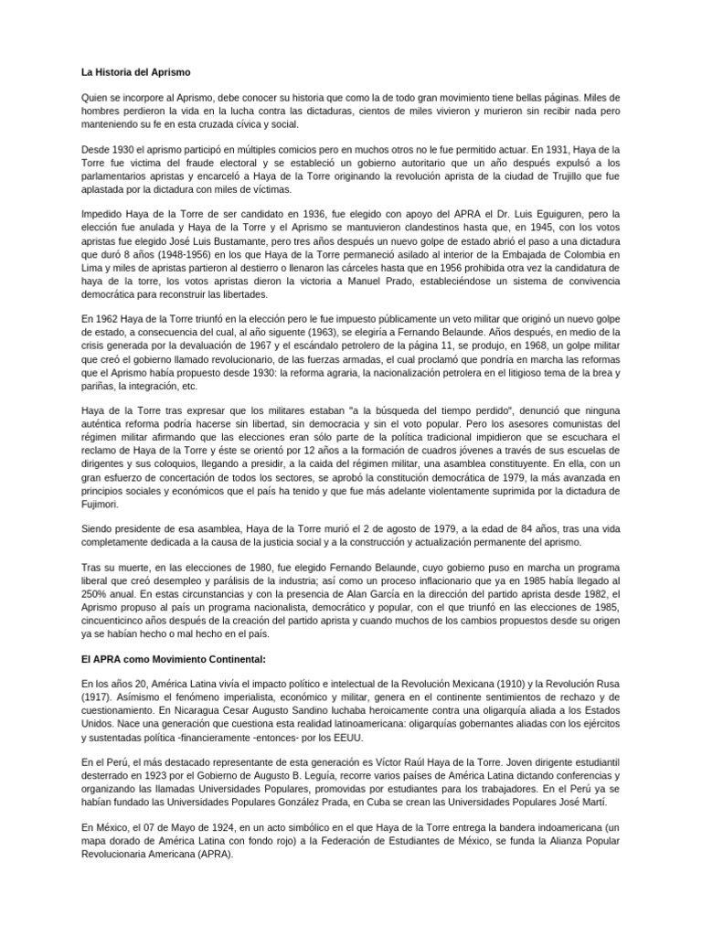 La Historia Del Aprismo | PDF
