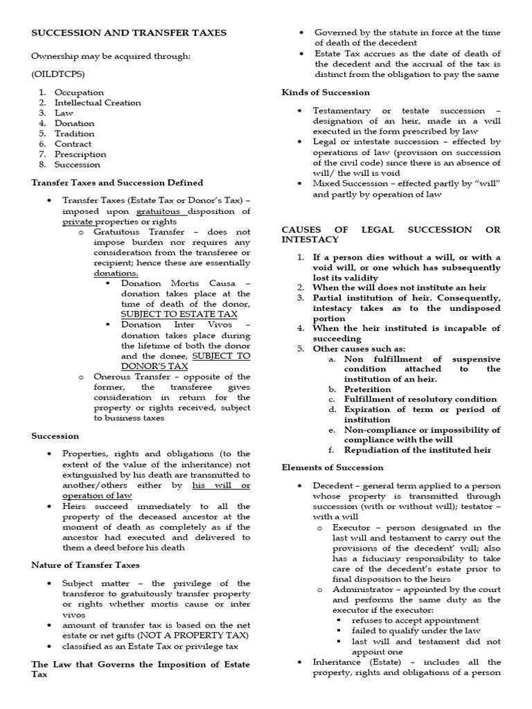 Understanding Succession and Transfer Taxes | PDF | Will And Testament ...