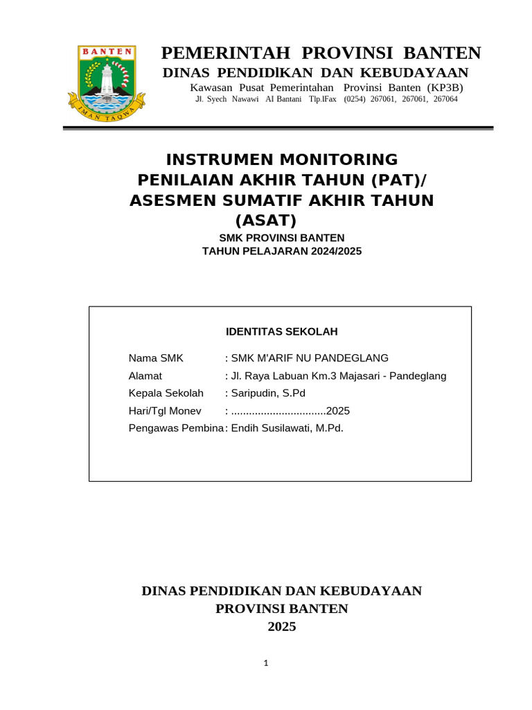 Instrumen Monev Pat_asat 2024- 2025 | PDF