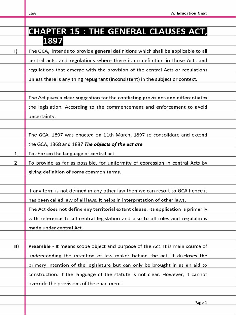 General Clauses Act, 1897 Overview | PDF | Affidavit | Repeal