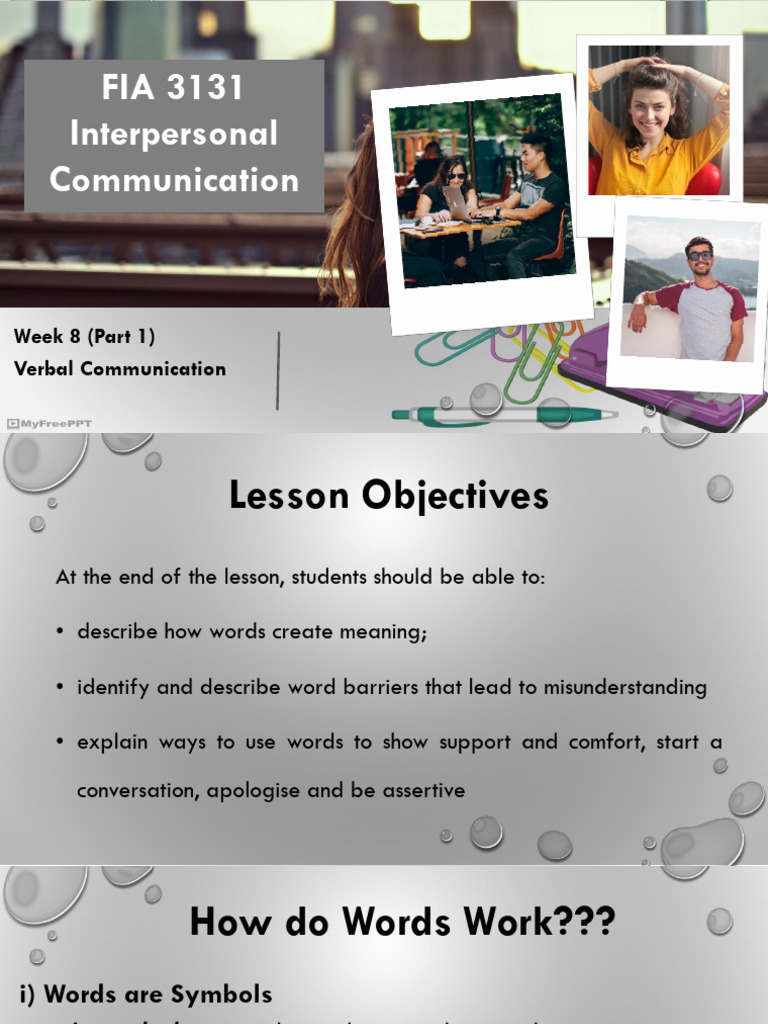 1) Week 8 Verbal Communication (Part 1) | PDF | Semantics | Word