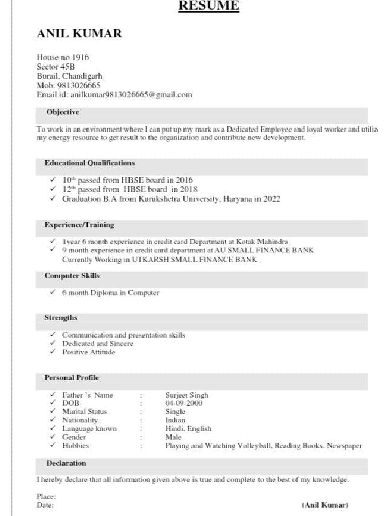 Resume Anil | PDF
