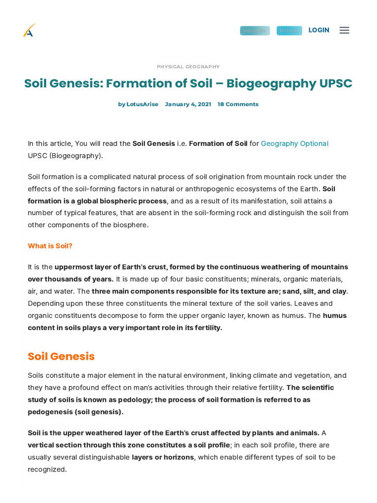 Soil Formation Processes for UPSC | PDF | Soil | Organic Matter