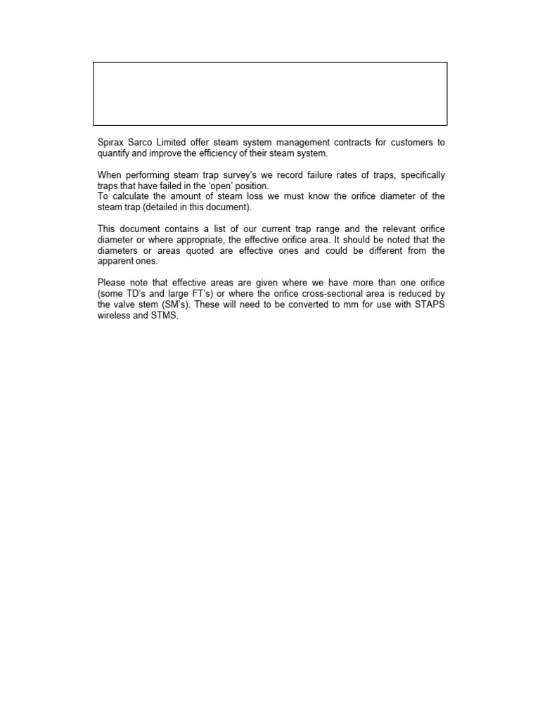 Steam Trap Orifice Size Guide | PDF | Applied And Interdisciplinary ...