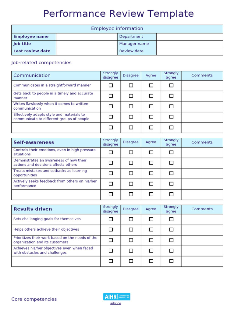 Competency-Based Performance Review Template | PDF | Social Psychology ...