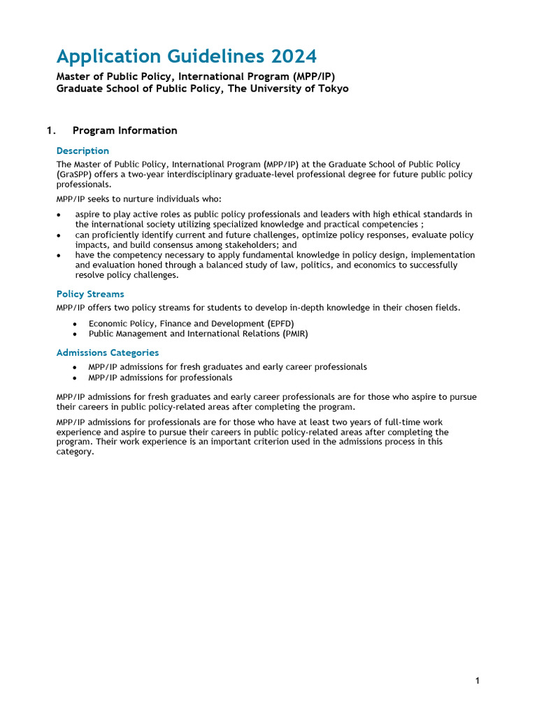 MPP/IP Application Guidelines 2024 | PDF | Test Of English As A Foreign ...