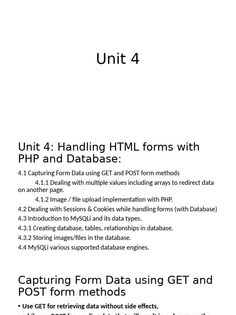 Unit 4 - Form | PDF | Php | Hypertext