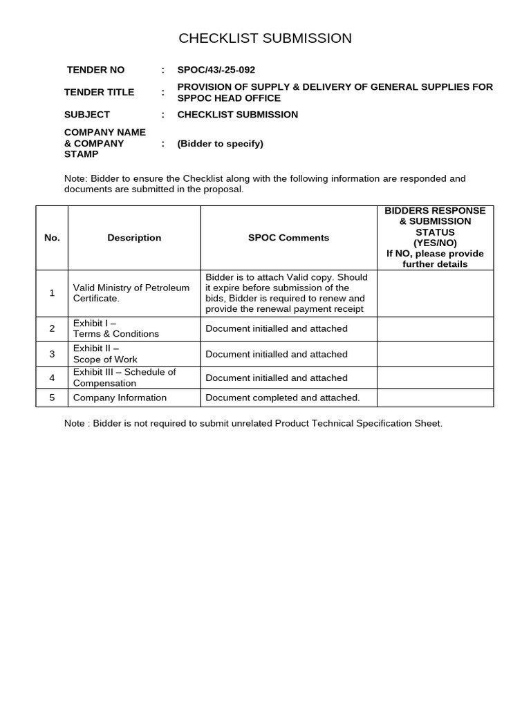 Document Checklist | PDF