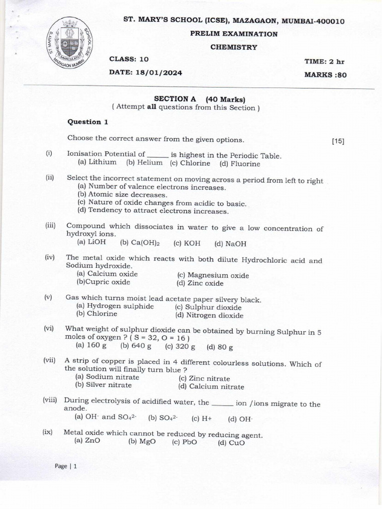 Class 10 Chemistry | PDF