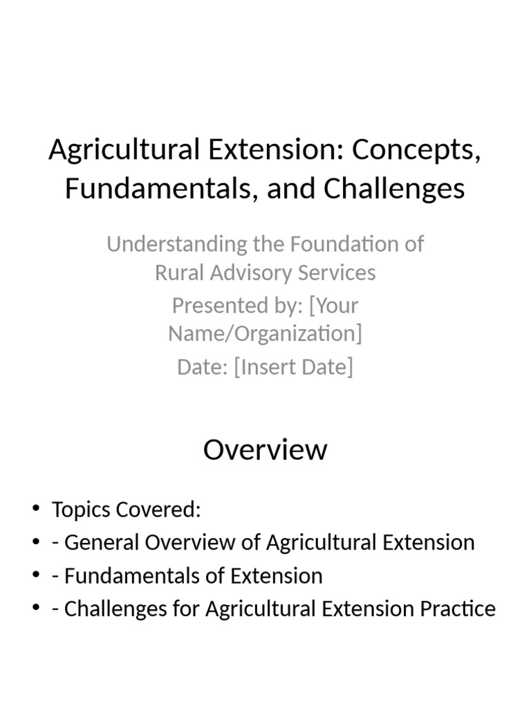 Agricultural Extension Presentation | PDF | Agriculture