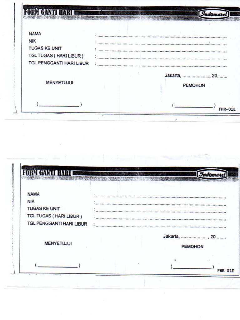 Form Ganti Hari | PDF