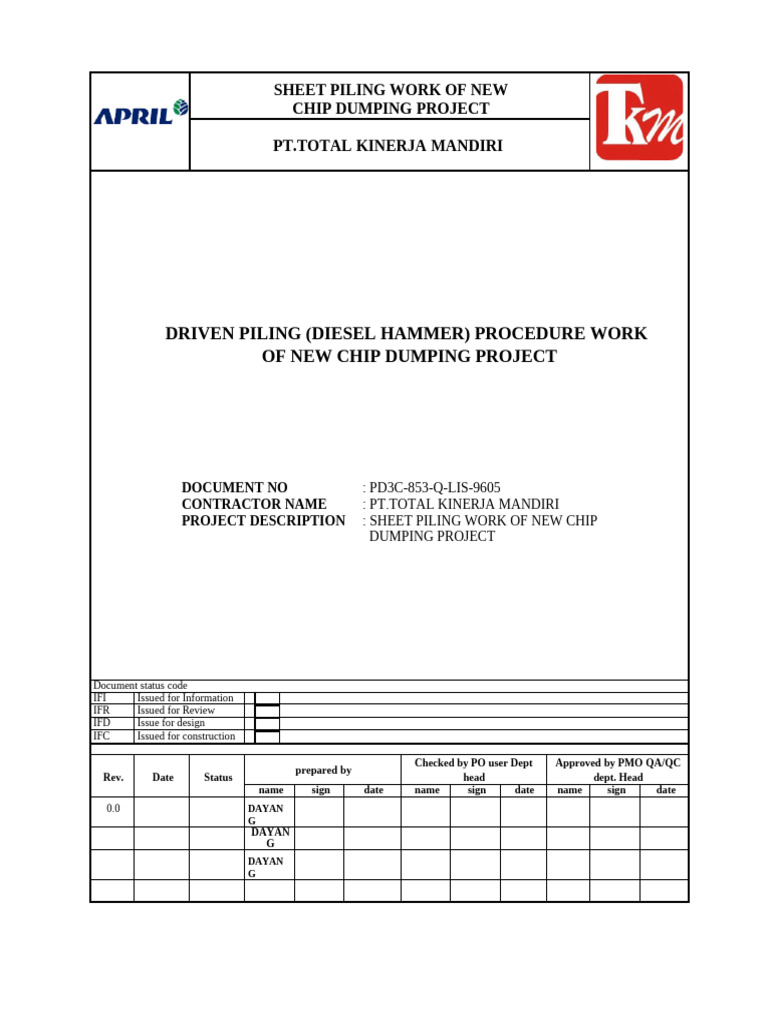 Diesel Hammer Piling Procedure Guide | PDF | Deep Foundation ...