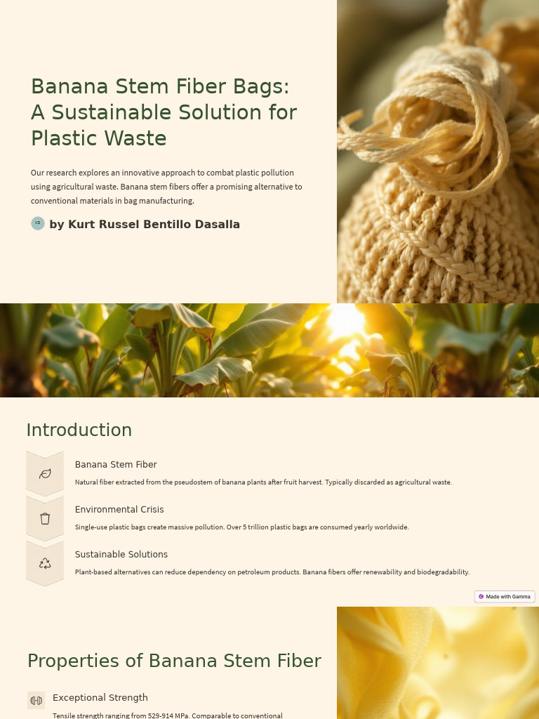 Banana Stem Fiber Eco Bag Innovation | PDF | Plastic | Waste