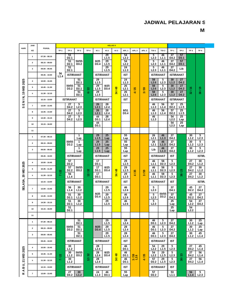 Jadwal Mengajar Mg 20-23 Semester Genap TP. 2024-2025 | PDF