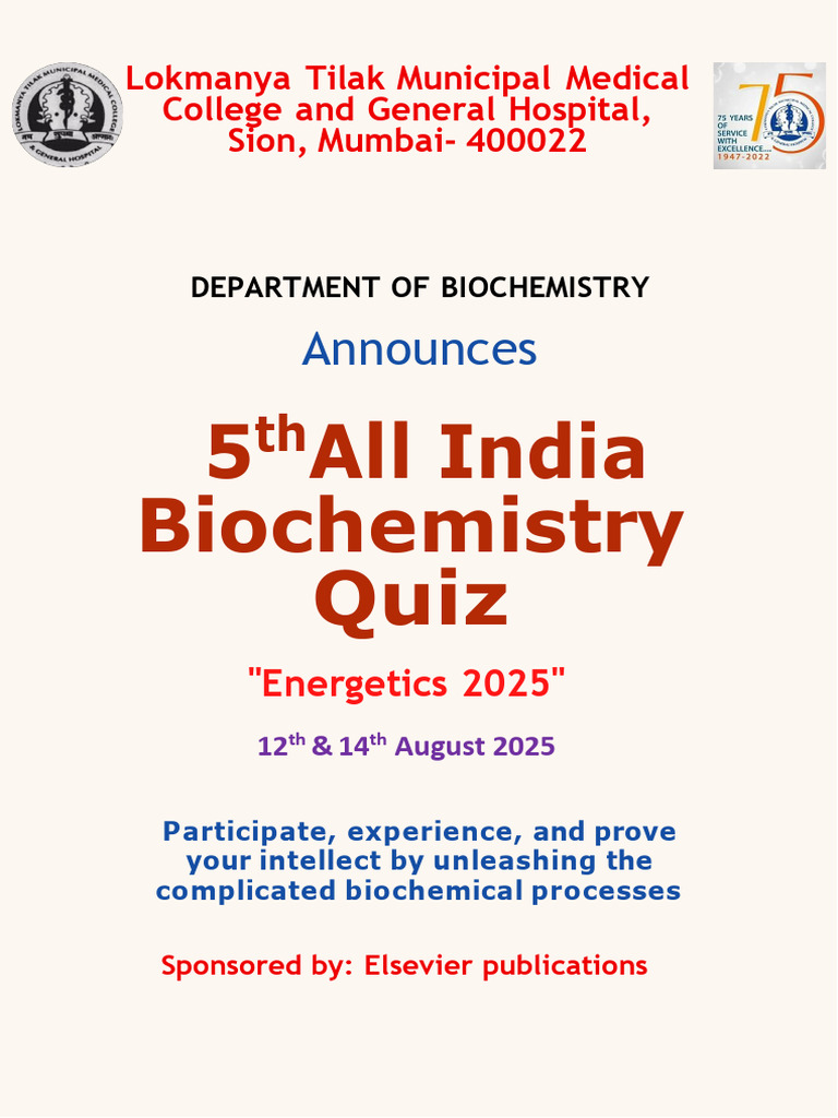 5th All India Biochemistry Quiz 2025 | PDF