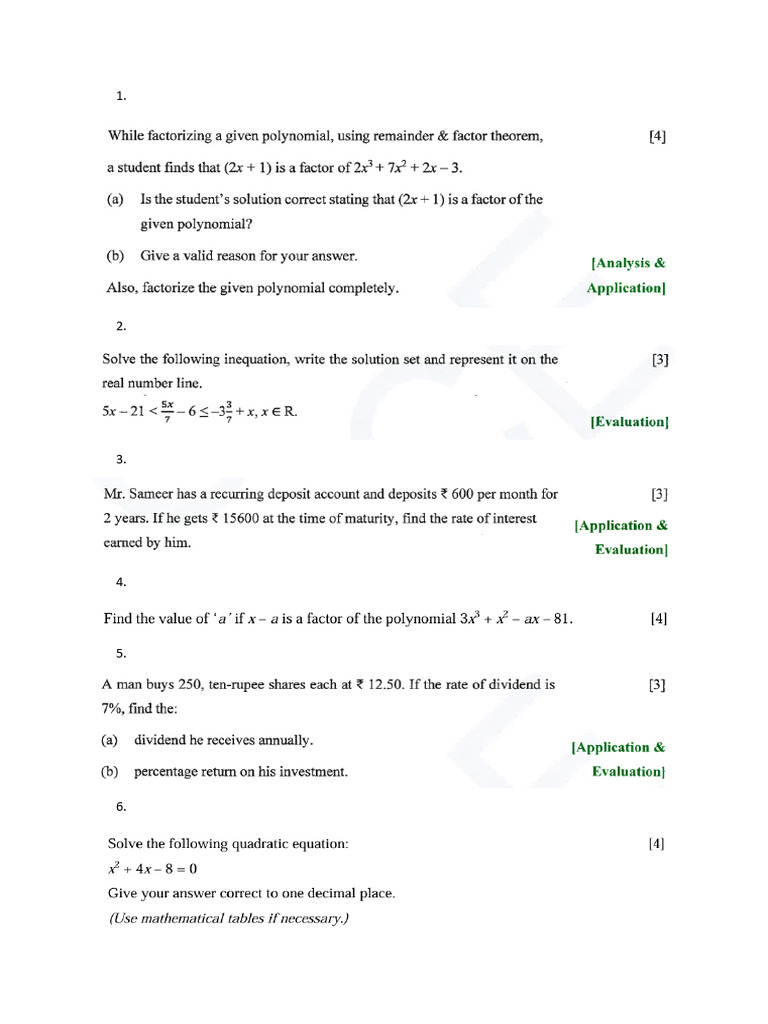 ICSE 10th Paper 1 | PDF