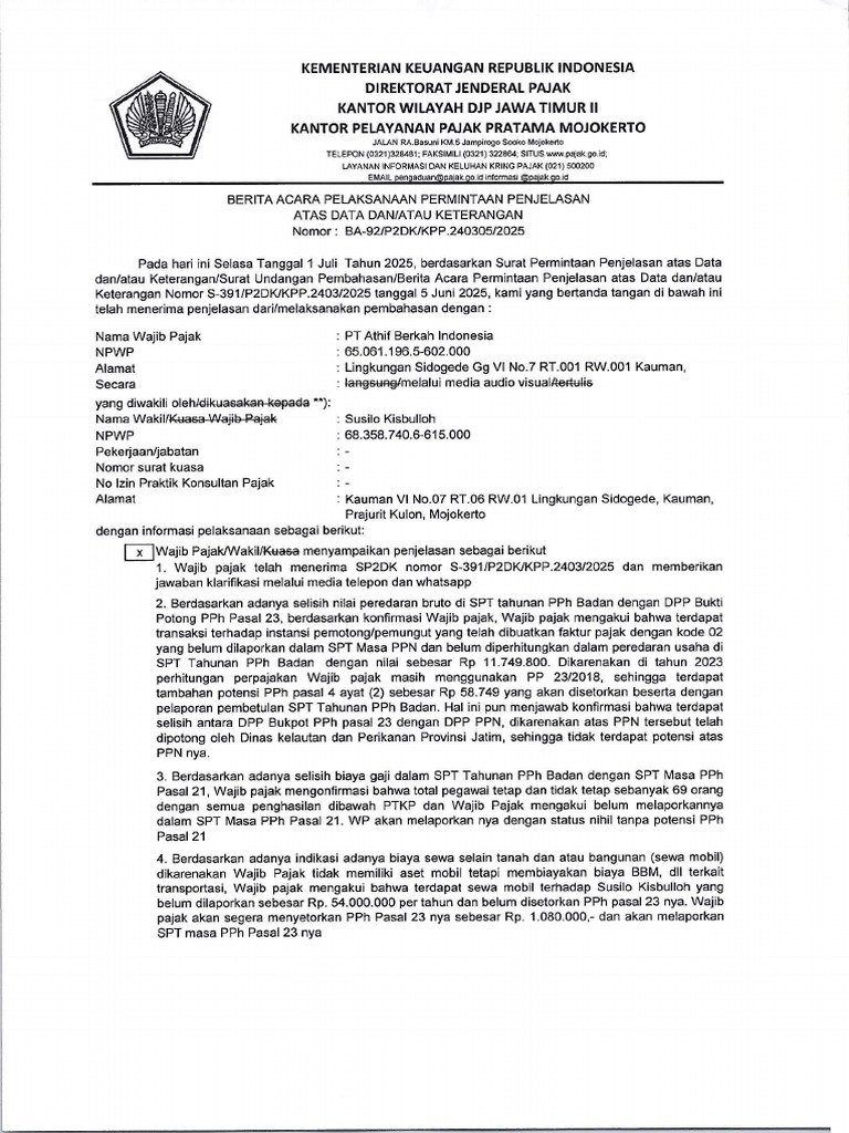 Bap2dk PT Athif Berkah Indonesia | PDF