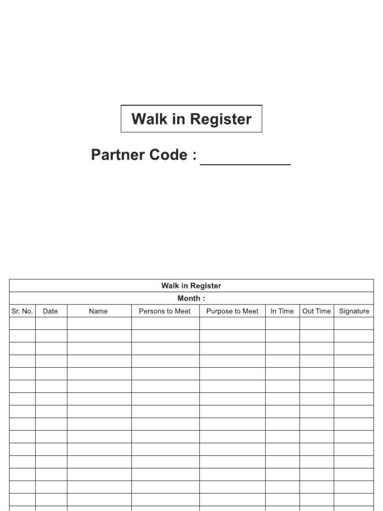 Walk in Register | PDF
