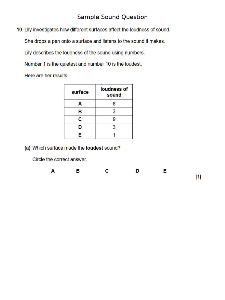 Sample Sound Question Sample Curriculum Paper Stage 5 | PDF