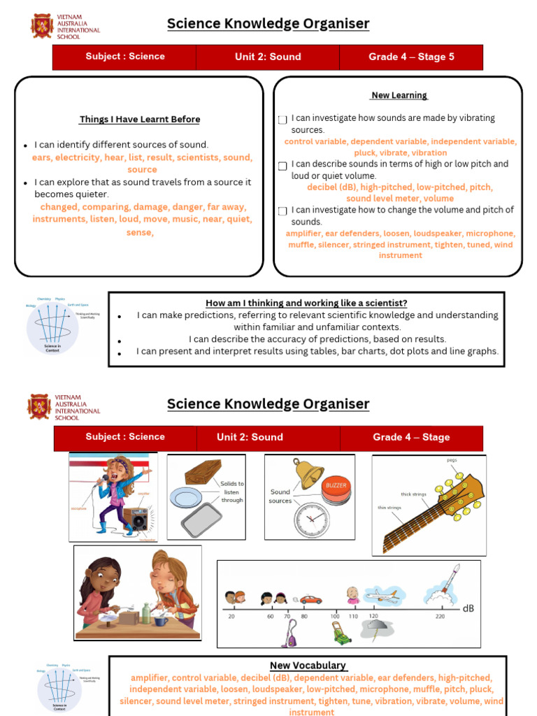 G4 Science Knowledge Organiser Unit 2 Sound PDF | PDF | Sound | String ...