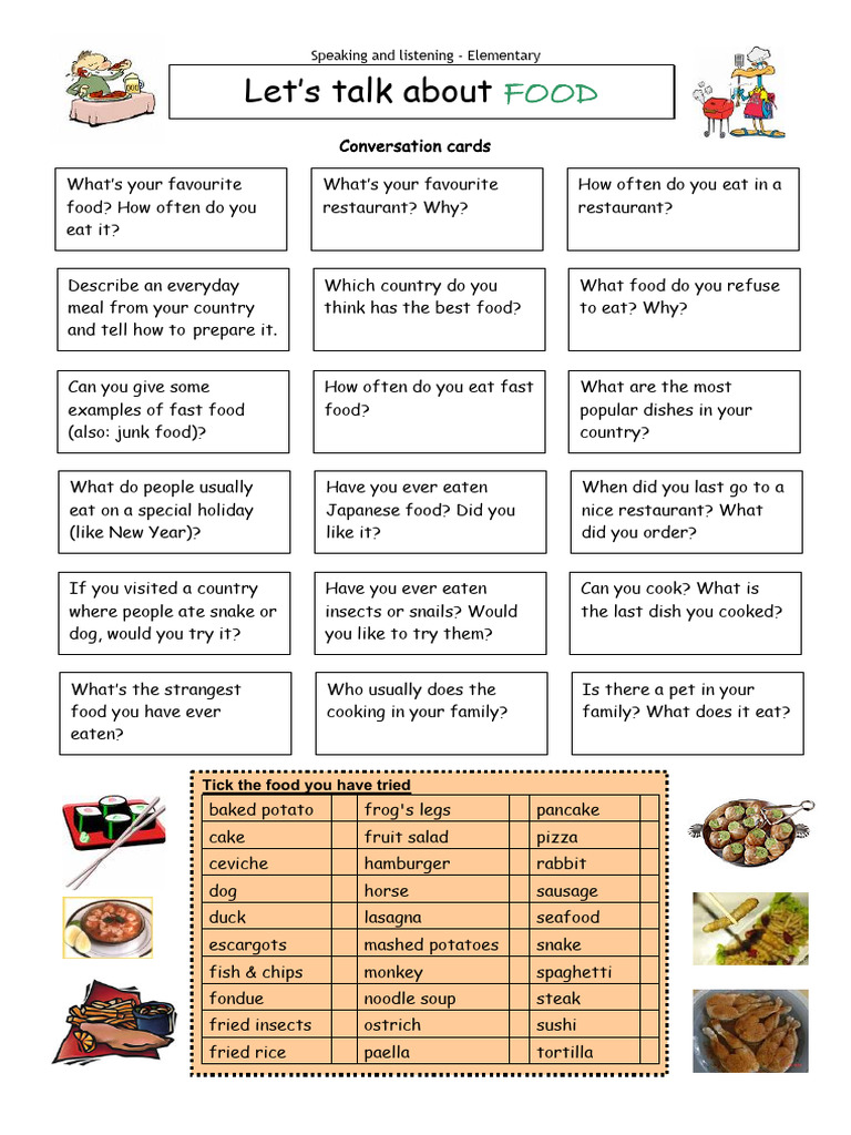 Lets Talk About Food Fun Activities Games Oneonone Activities Pronuncia ...