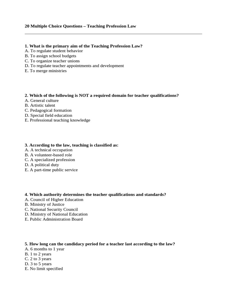 Multiple Choice Questions Students | PDF | Teachers | Government