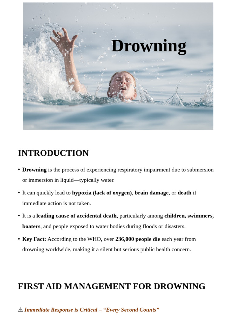 First Aid Management of Drowning | PDF | Cardiopulmonary Resuscitation ...