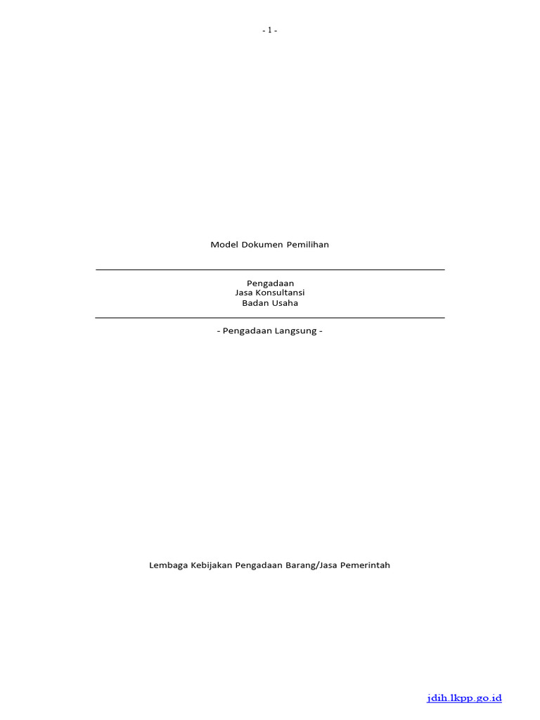 22.+Model.+Dok.+Pemilihan+Pengadaan+Jasa+Konsultansi+Badan+Usaha+Pengadaan+Langsung | PDF