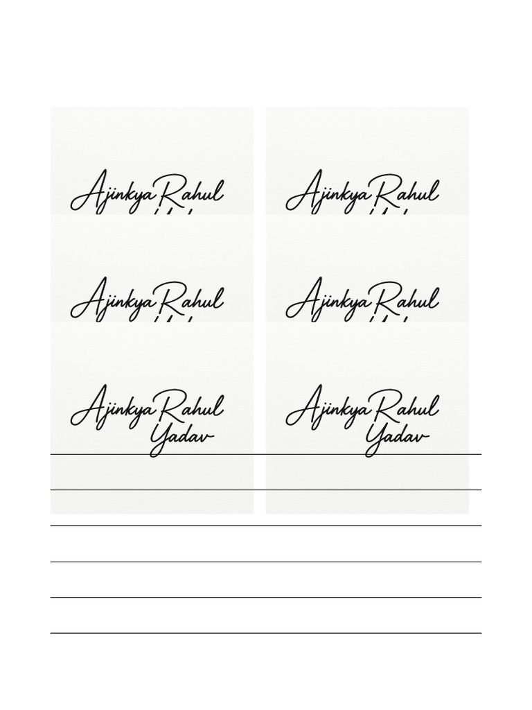 Ajinkya Signature Practice Sheet | PDF