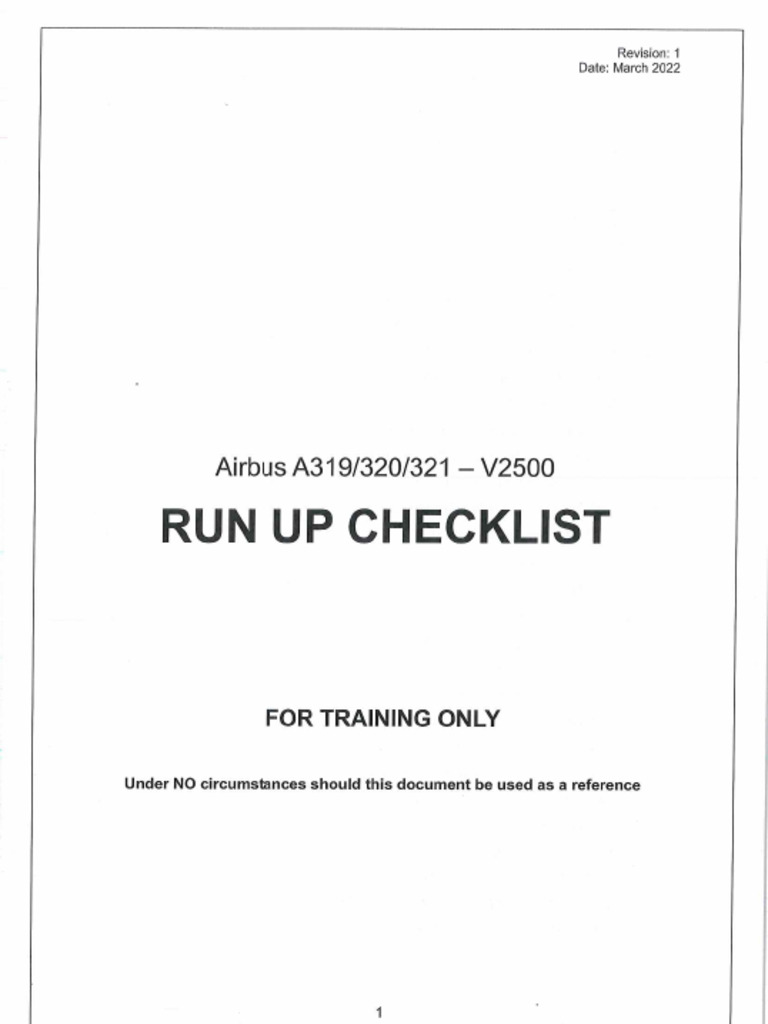 A320 Run-Up Check List | PDF