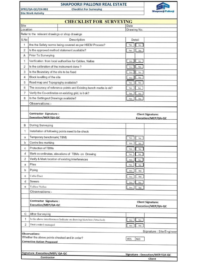 Surveying Checklist | PDF