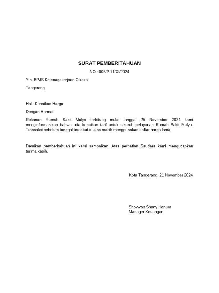 Surat Pemberitahuan | PDF