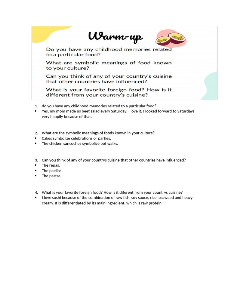 Taller 1 - Answers - Warm - Up | PDF