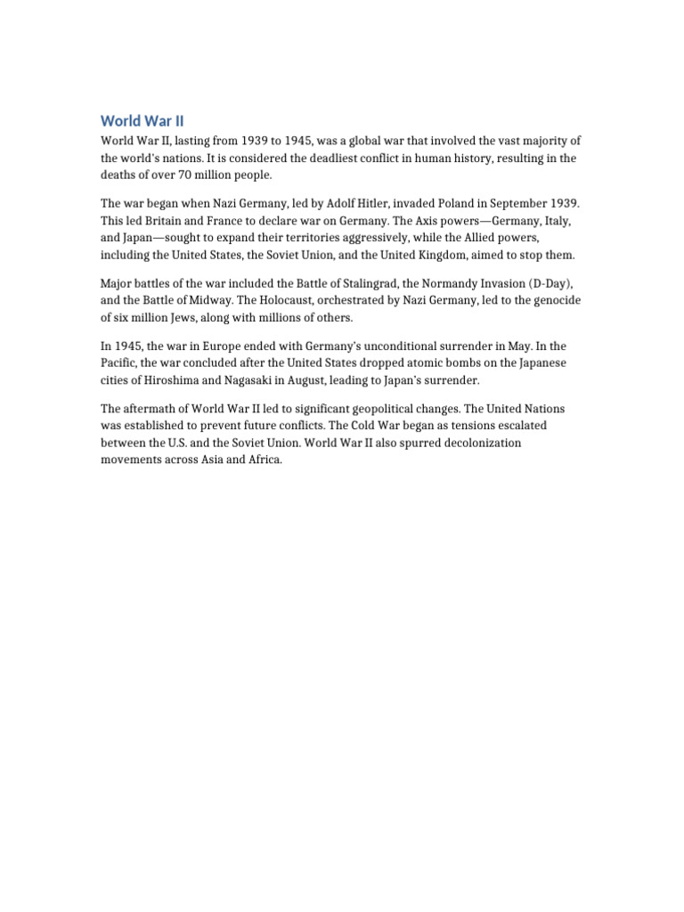 Overview of World War II Events | PDF