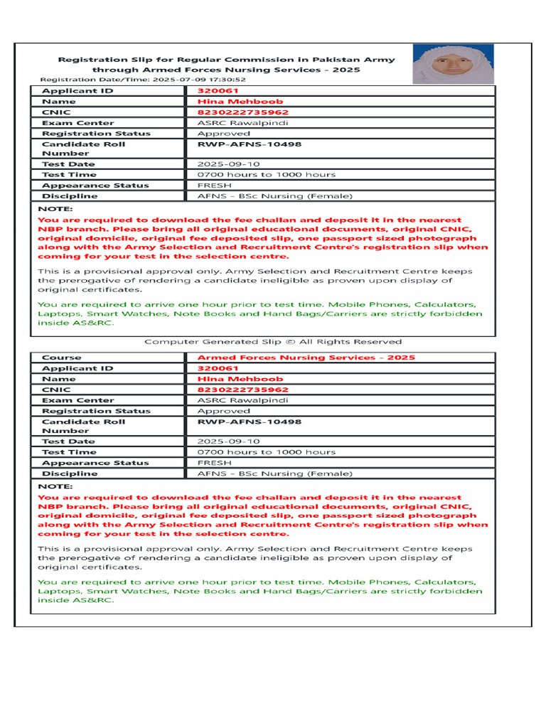 Registration Slip | PDF