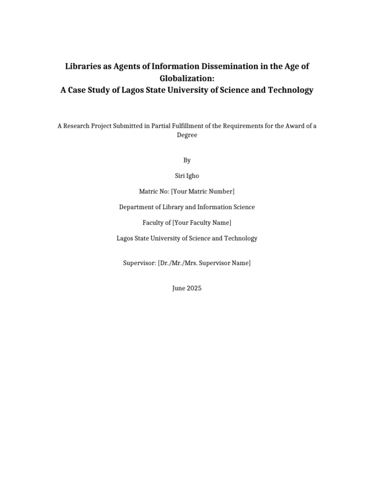 LASUSTECH Library's Role in Globalization | PDF | Libraries | Sampling ...