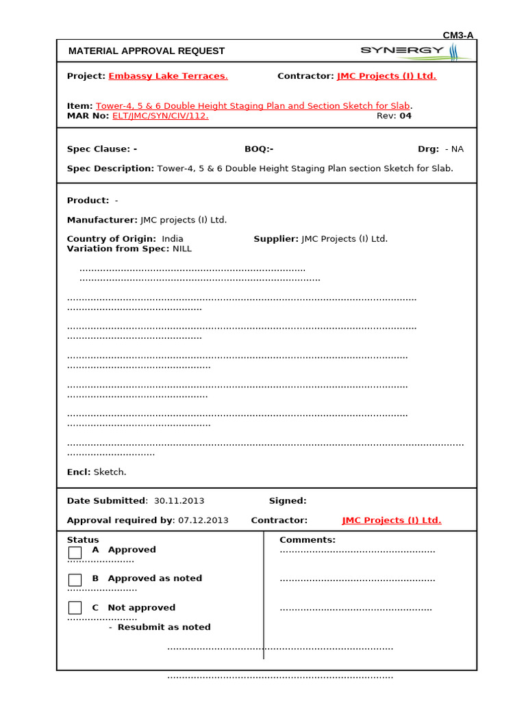 MAR For Double Height Slab Shuttering Plan | PDF