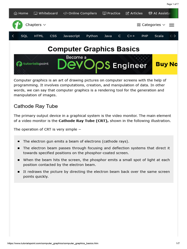 Computer Graphics Basics - 1 | PDF | Computer Graphics | Computing
