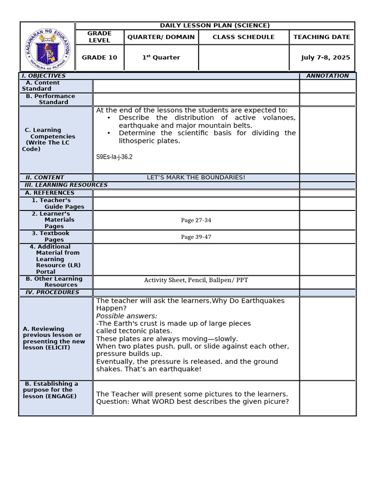 DLL Lets Mark The Boundaries | PDF | Plate Tectonics | Earthquakes
