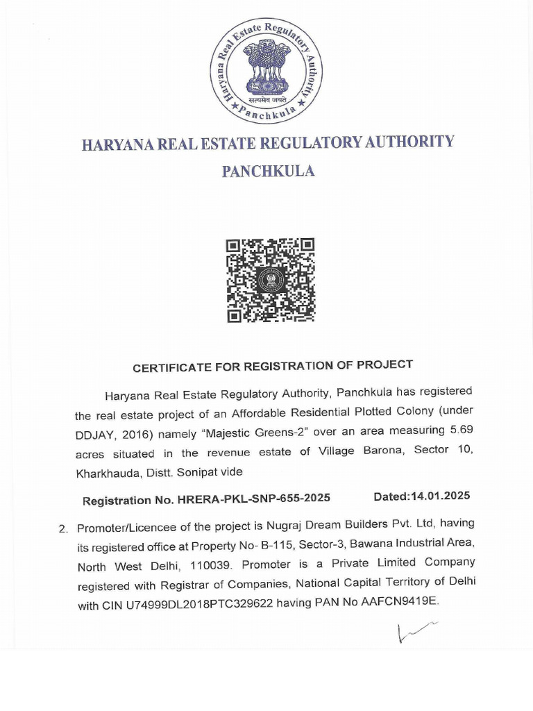 Rera Certificate Barona | PDF