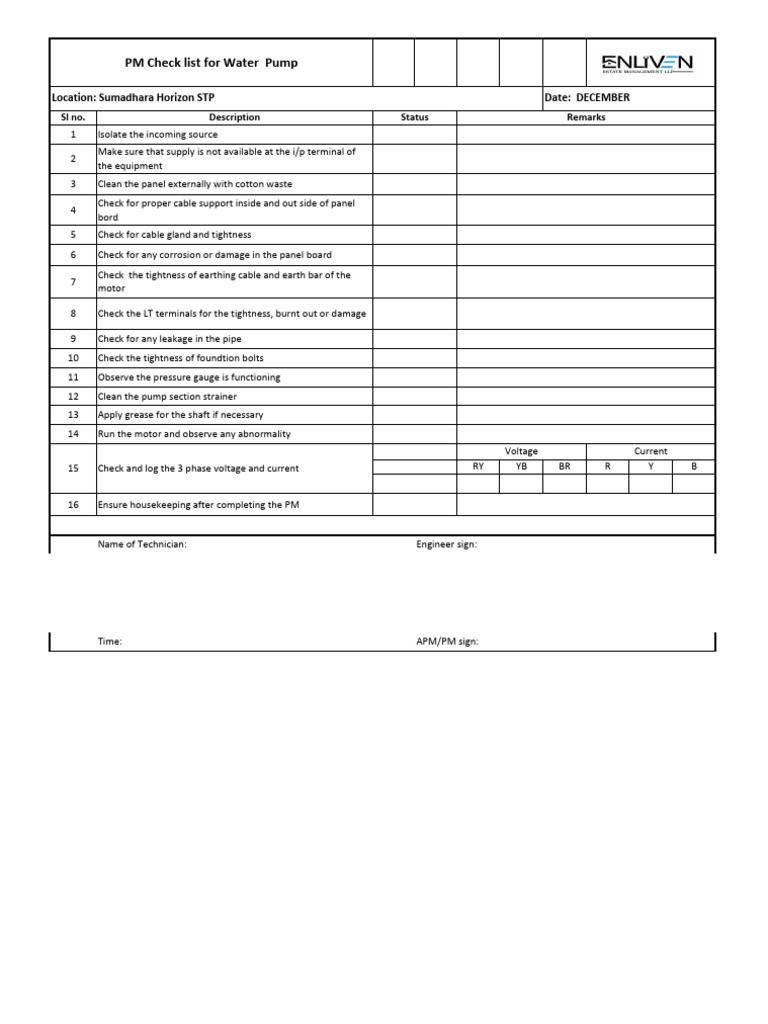 STP PM Checklist | PDF