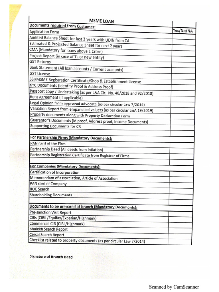 MSME Checklist | PDF