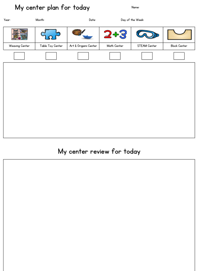 Daily Center Plan and Review Template | PDF