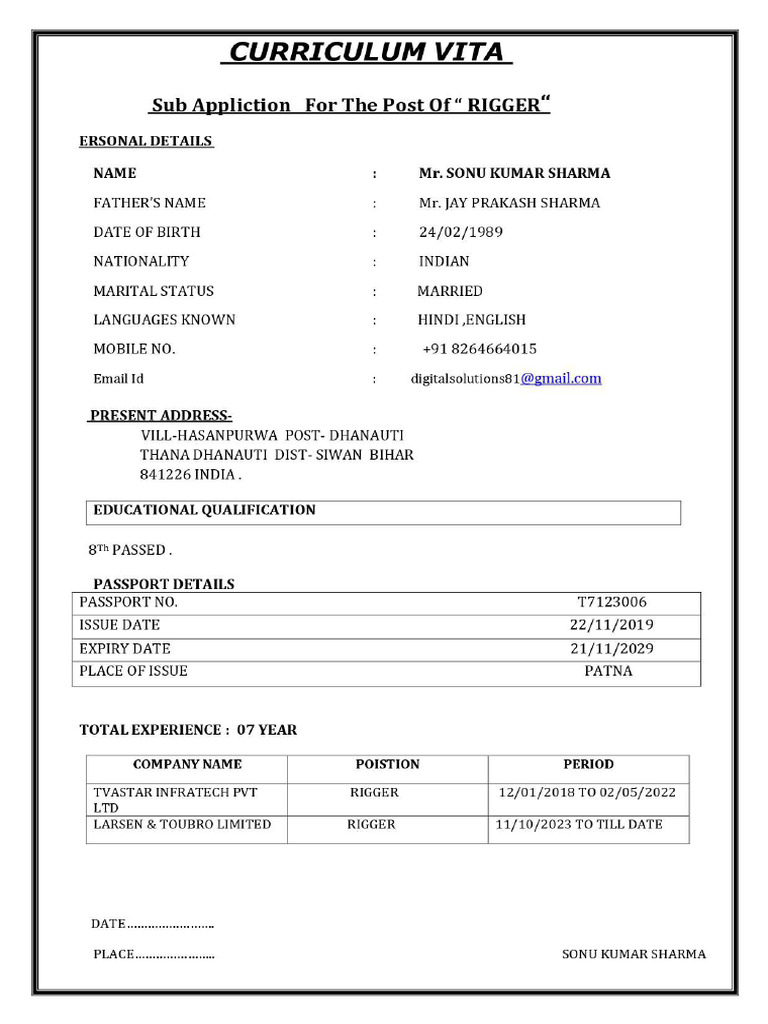 Sonu Kumar Sharma CV | PDF
