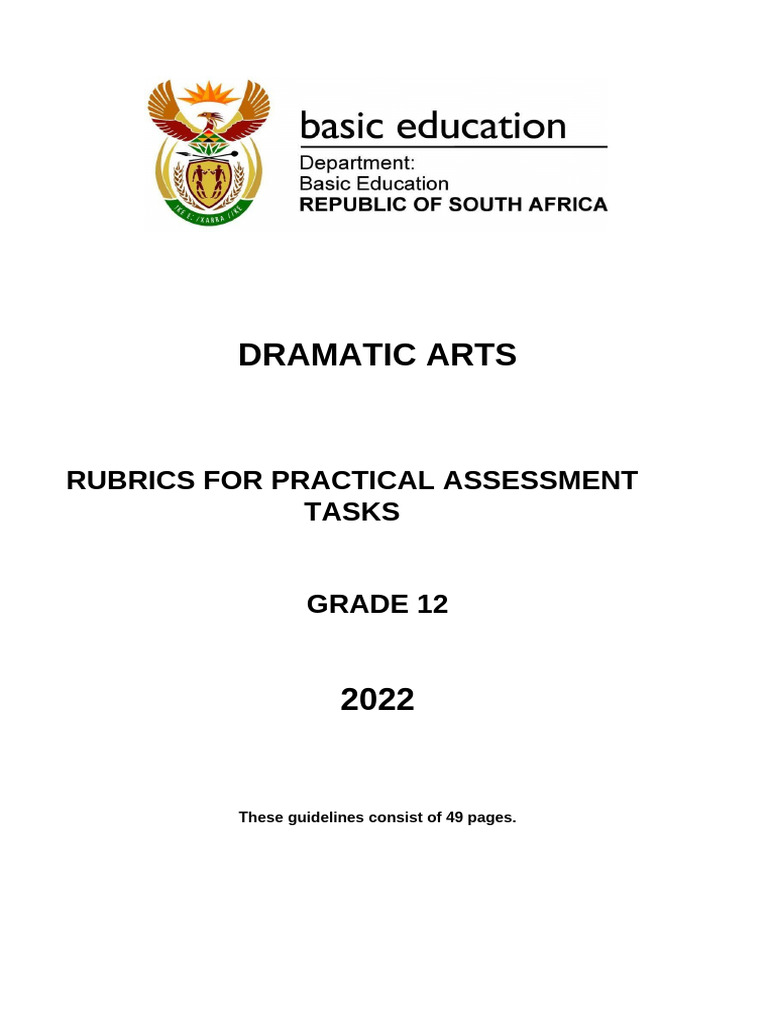 Grade 12 Dramatic Arts Assessment Rubrics | PDF | Thought | Knowledge