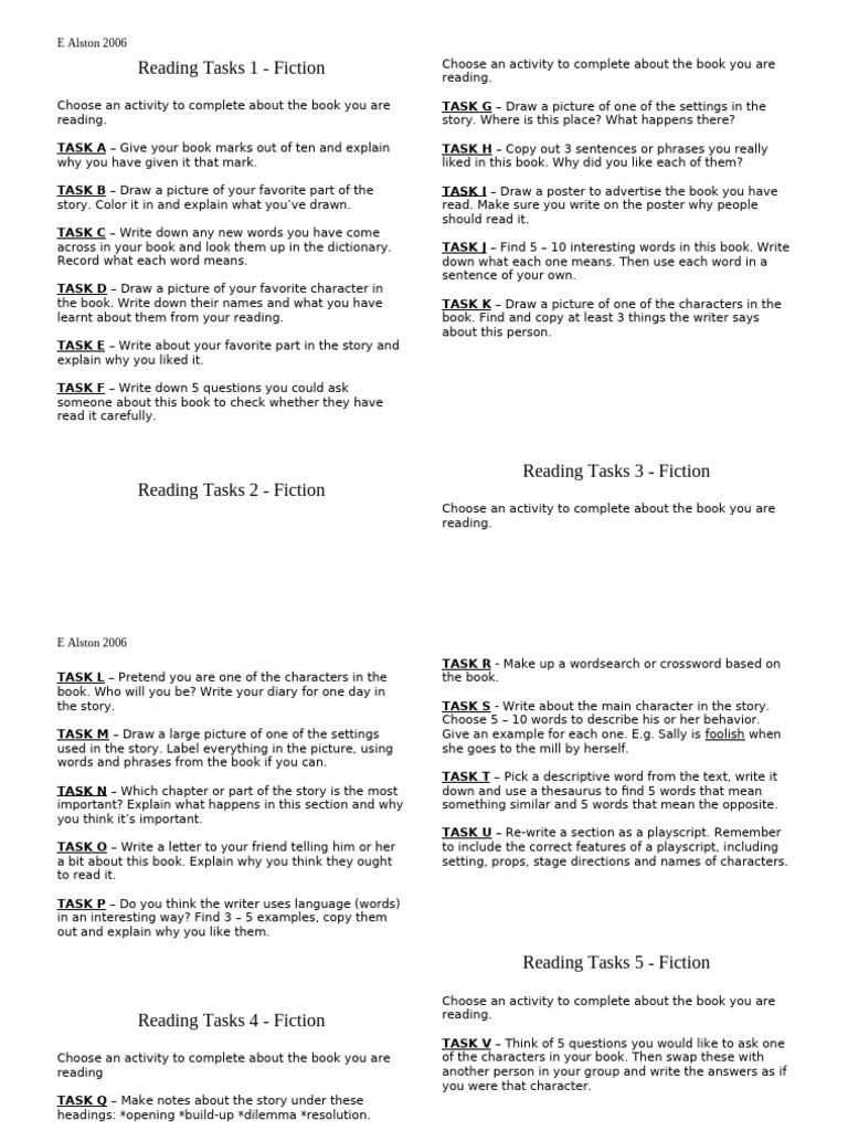 Guided Reading Task Cards | PDF | Adverb | Books