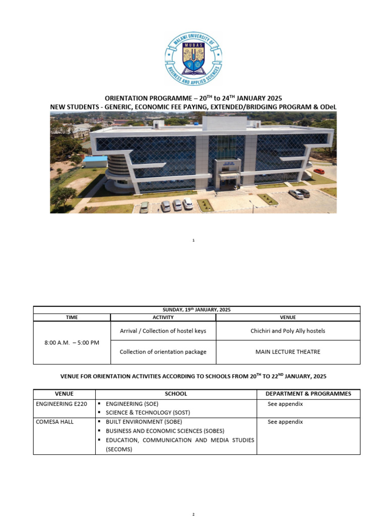 Students Orientation Program, January 2025 - Students.. | PDF | Engineering | Bachelor Of Science
