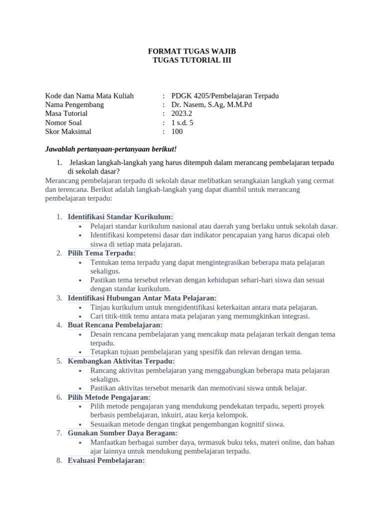 Format Tugas Wajib Iii | PDF